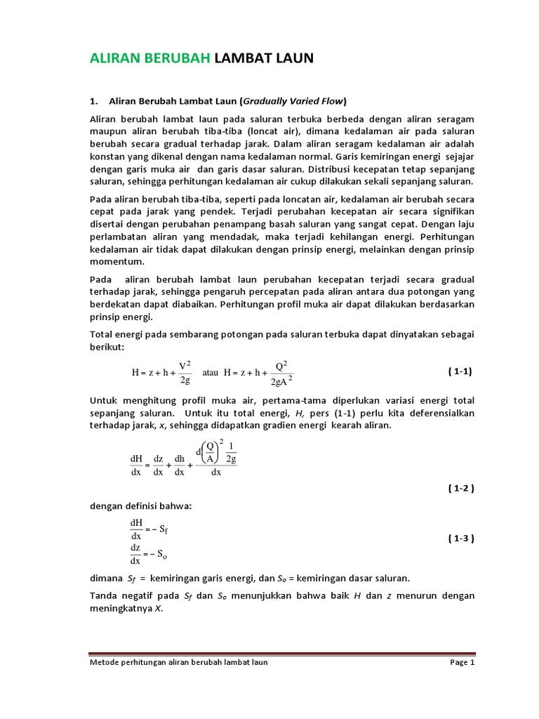Metode Perhitungan Aliran Berubah Lambat Laun | PDF