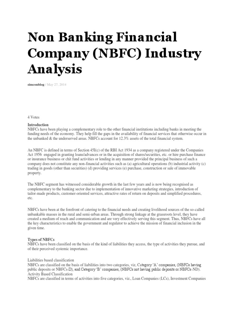 Non Banking Financial Company Industry Analysis Pdf Non Bank