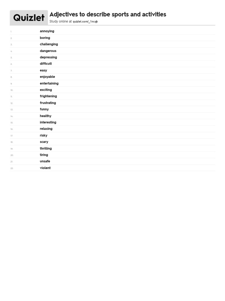 Words For Describing Activities | PDF