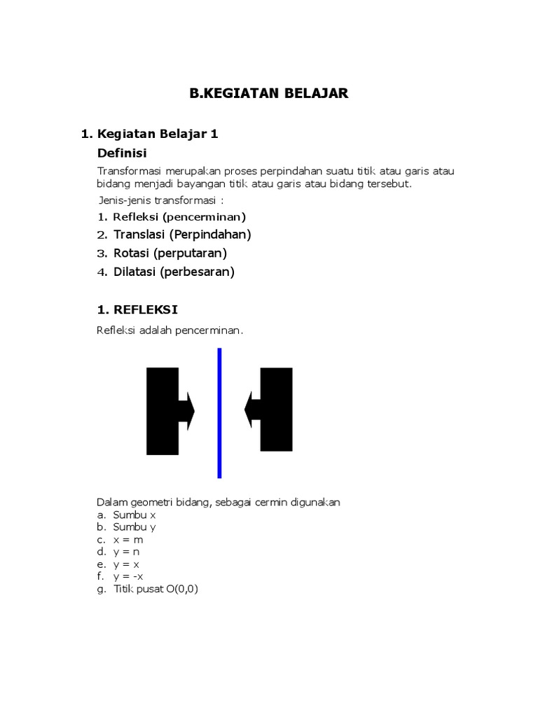 Transformasi Geometri: Refleksi dan Rotasi | PDF | Metode & Bahan Ajar
