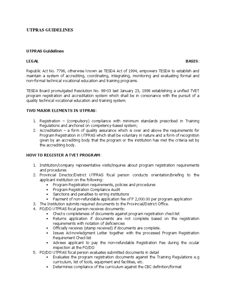 Utpras Guidelines | PDF | Vocational Education | Apprenticeship