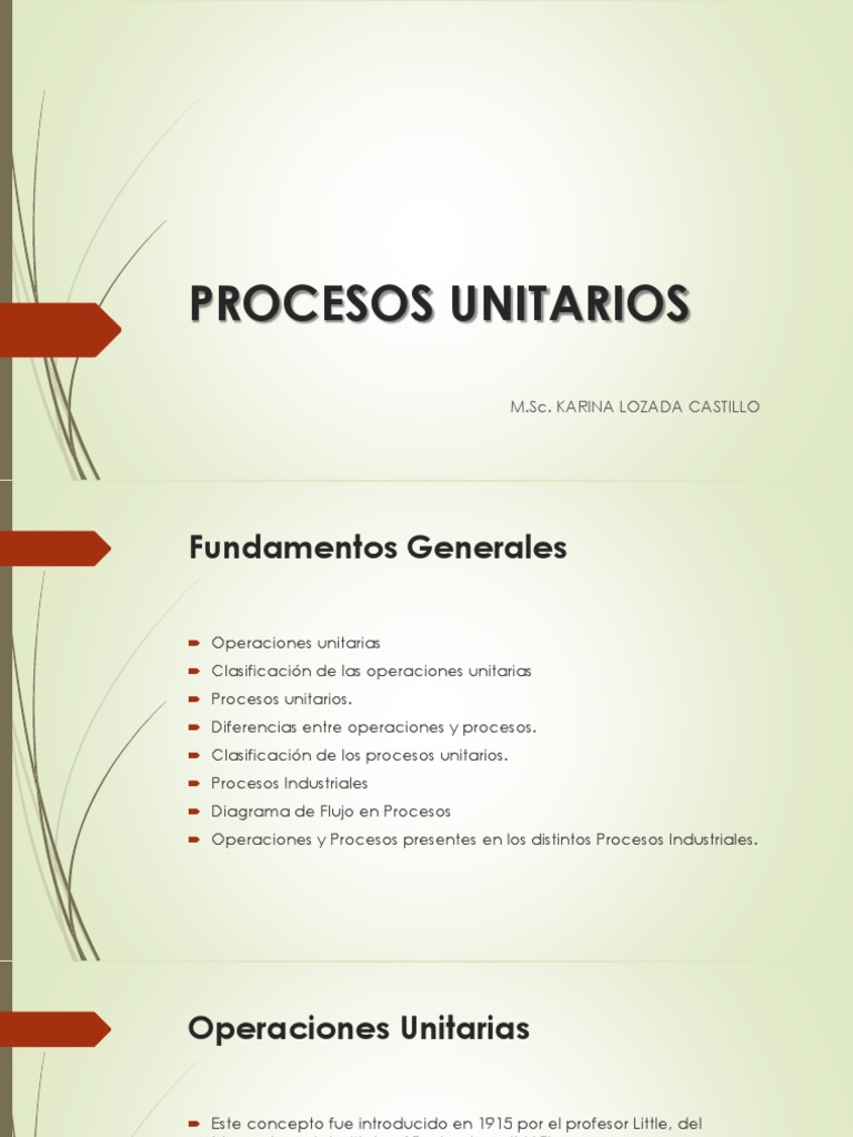CLASE 1. Procesos Unitarios | PDF | Redox | Líquidos