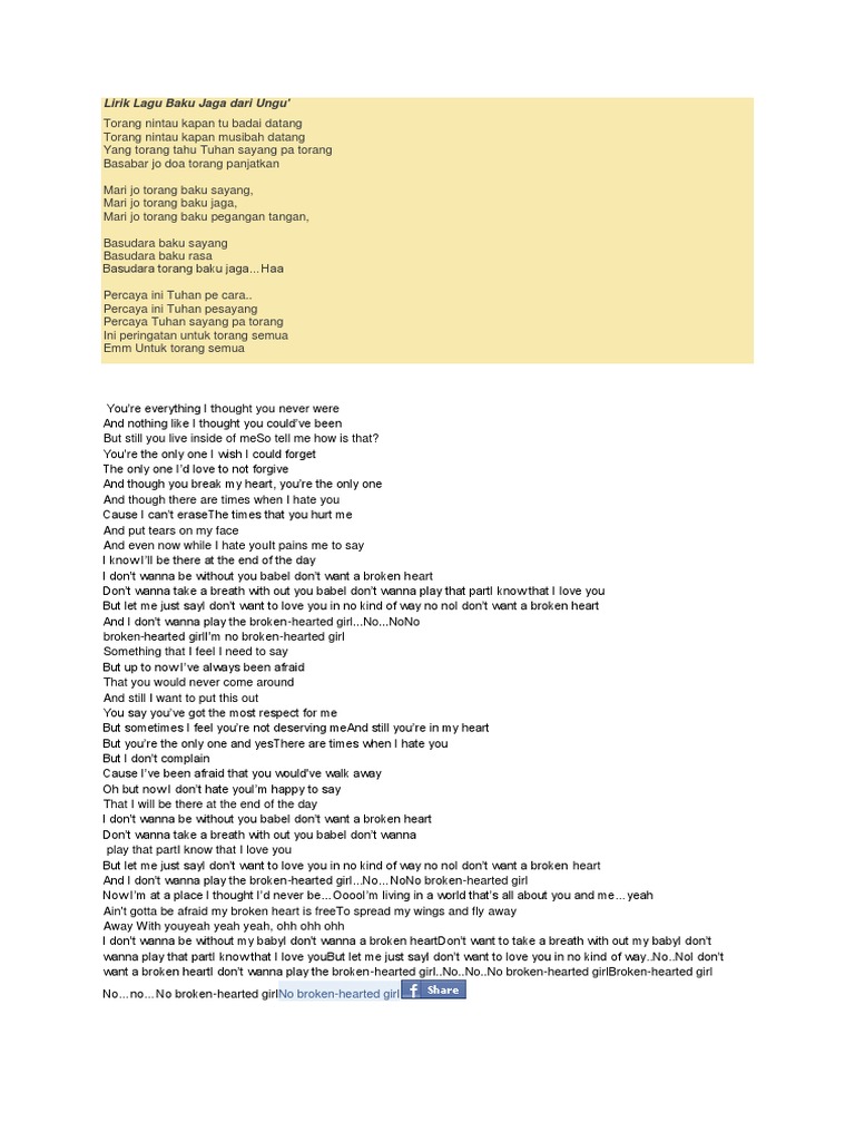 Lagu dan Lirik untuk Pecinta Musik | PDF