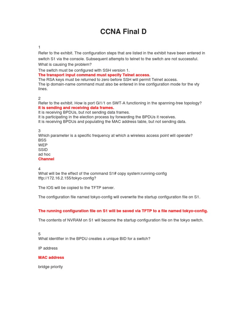 Ccna3 Final | PDF | Network Switch | Computer Network