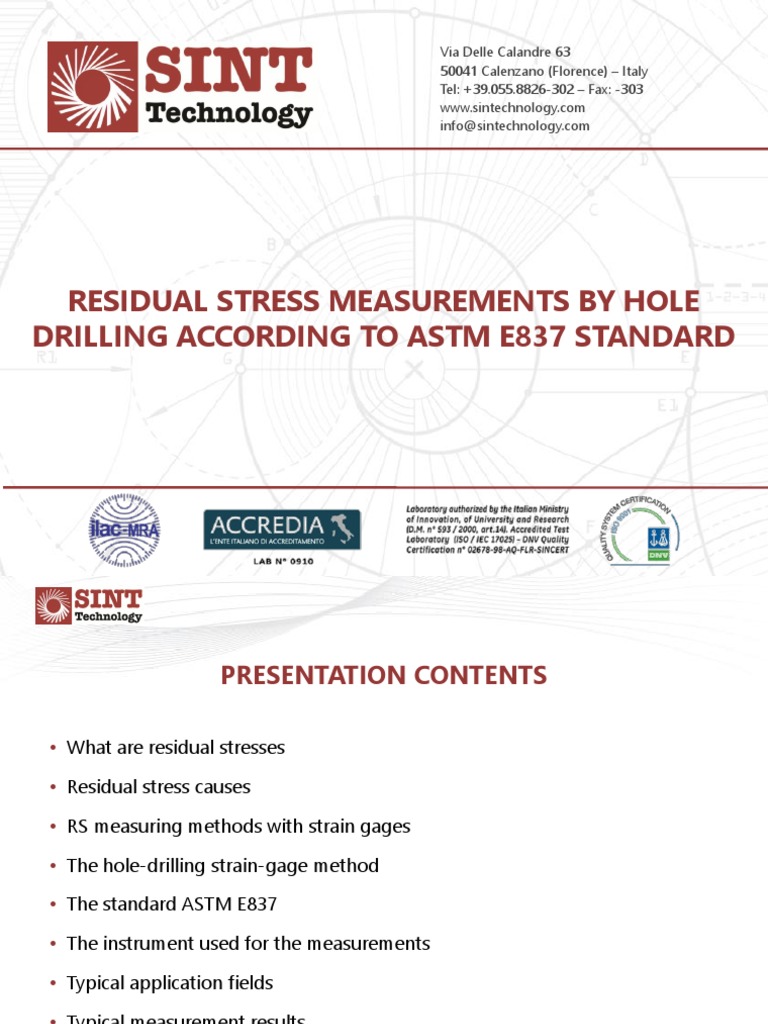 Residual Stress Measurements by Hole Drilling According To Astm E837 Standard | PDF | Drilling ...