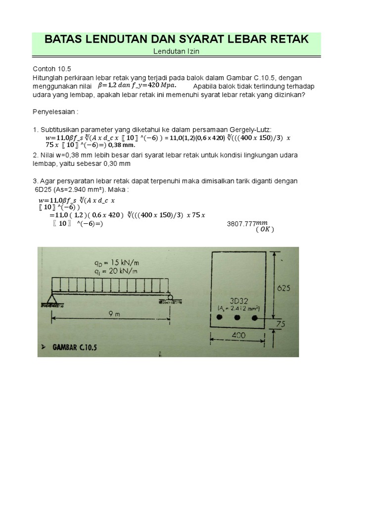 Batas Lendutan dan Lebar Retak Balok | PDF | Metode & Bahan Ajar