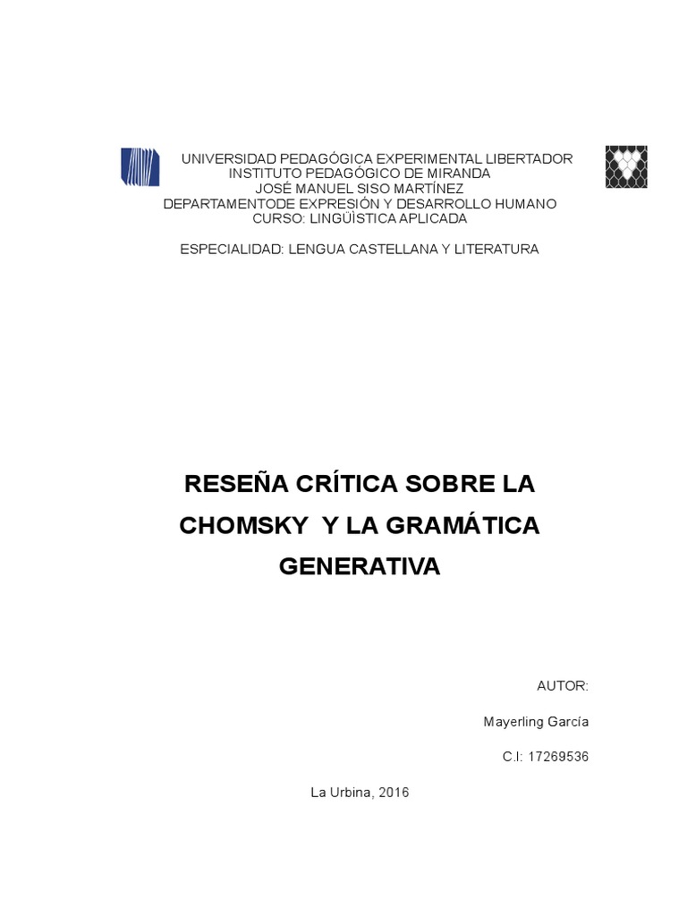 Gramática Generativa de Chomsky | PDF | Artes del lenguaje y disciplina