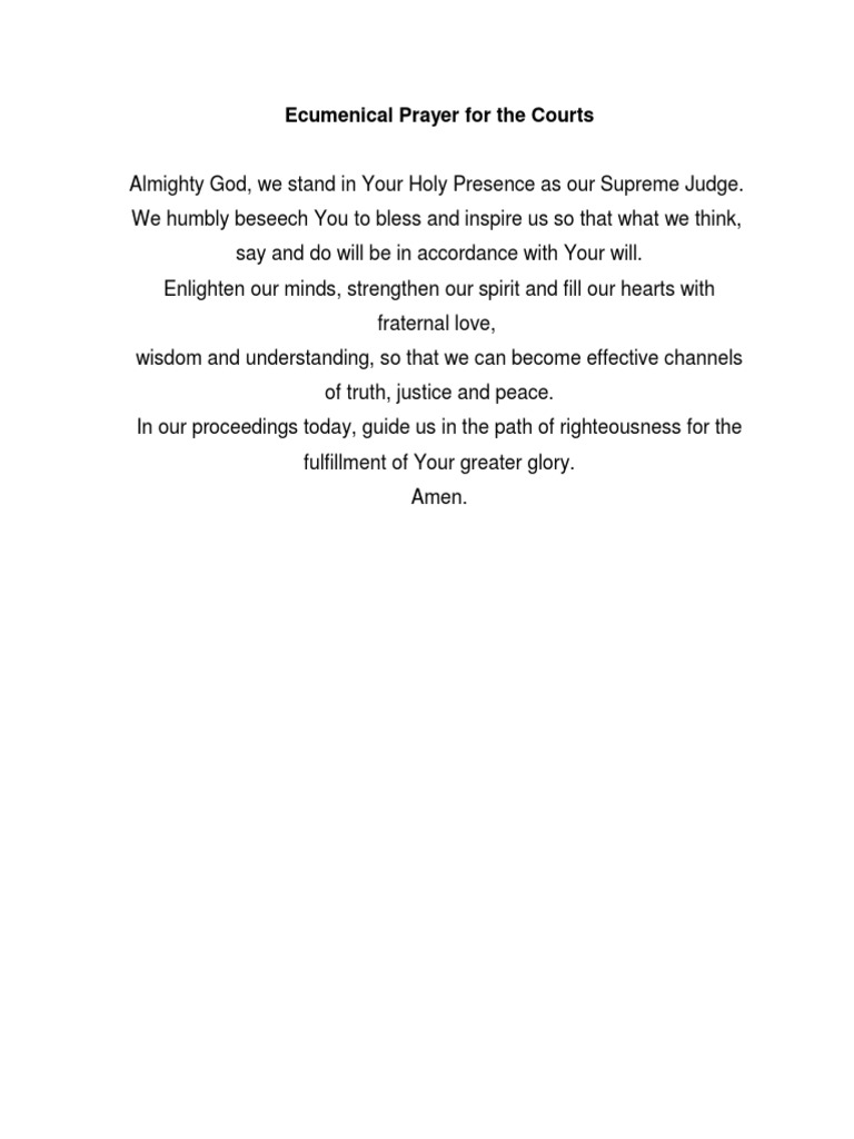 Ecumenical Prayer For The Courts | PDF