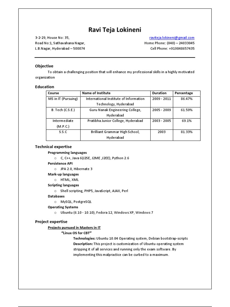 Ravi Teja Resume | PDF | Java Platform | Java (Programming Language)