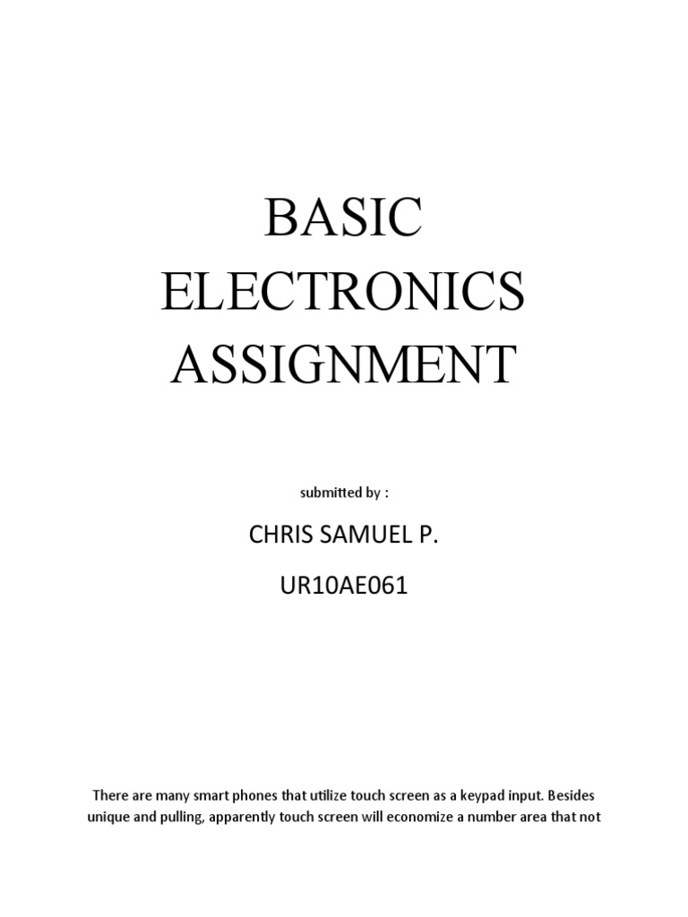 Basic Electronics Assignment: Chris Samuel P. UR10AE061 | PDF ...