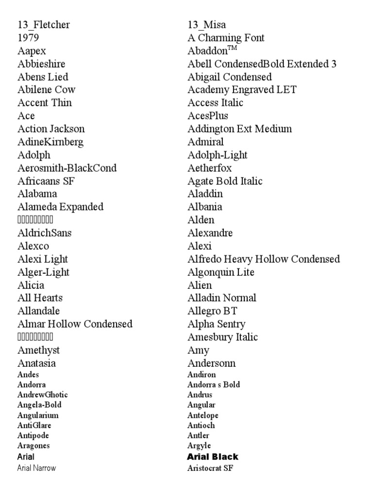 Colection Font | PDF | Arial | Typefaces