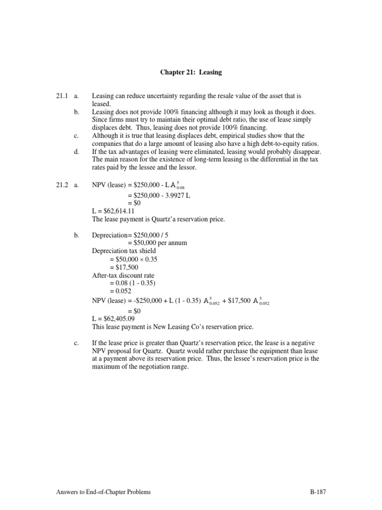 Chapter 21 - LEASE | PDF | Net Present Value | Lease