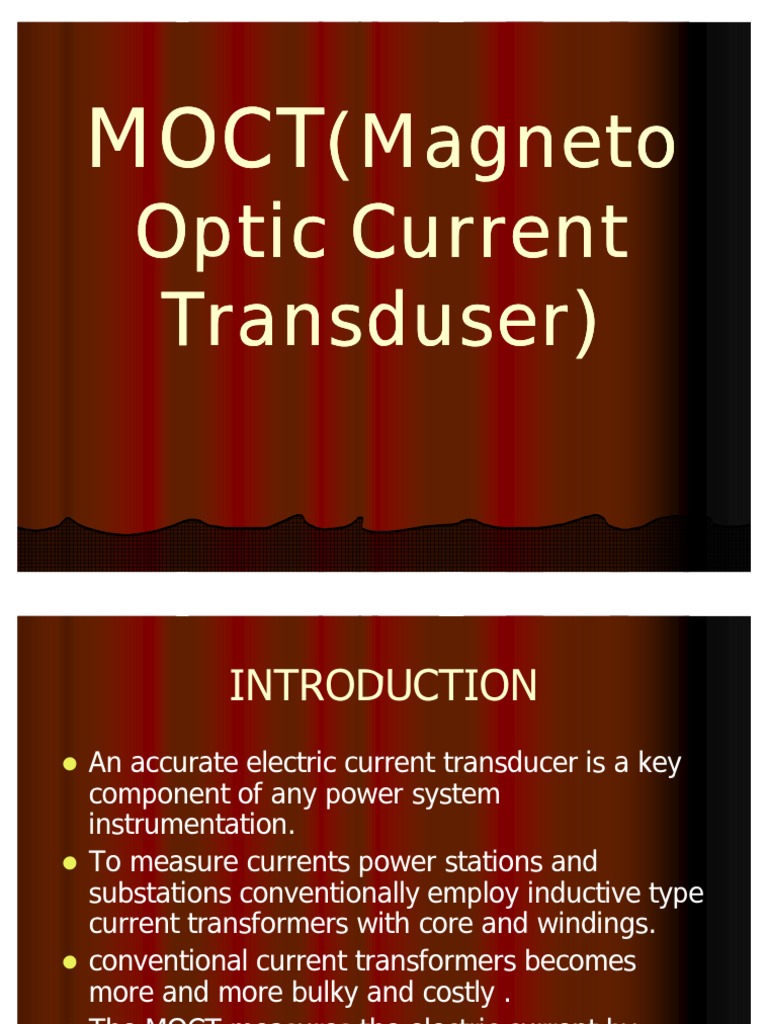 MOCT (Magneto Optic Current Transformer) | PDF | Electric Current | Optics