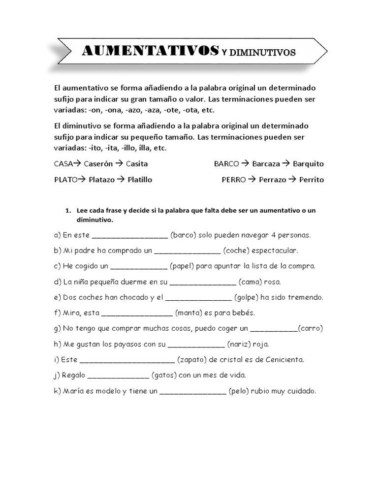 Aumentativos y Diminutivos | PDF | Estudios de idiomas extranjeros ...