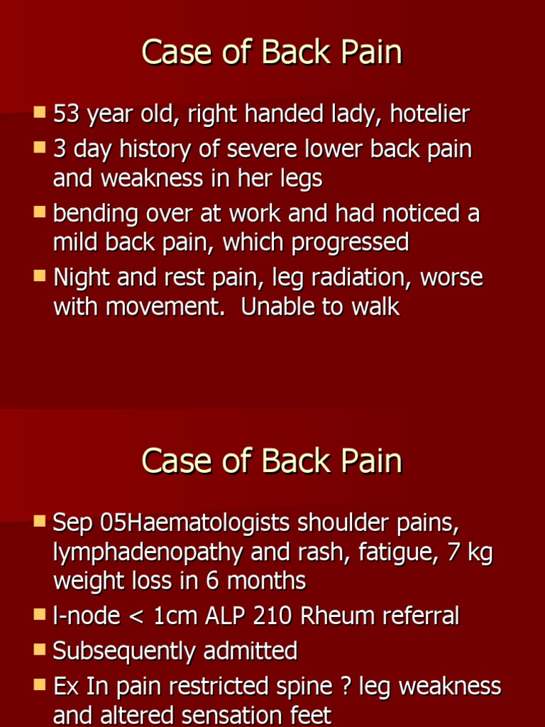 Case of Back Pain | PDF | Osteoporosis | Back Pain