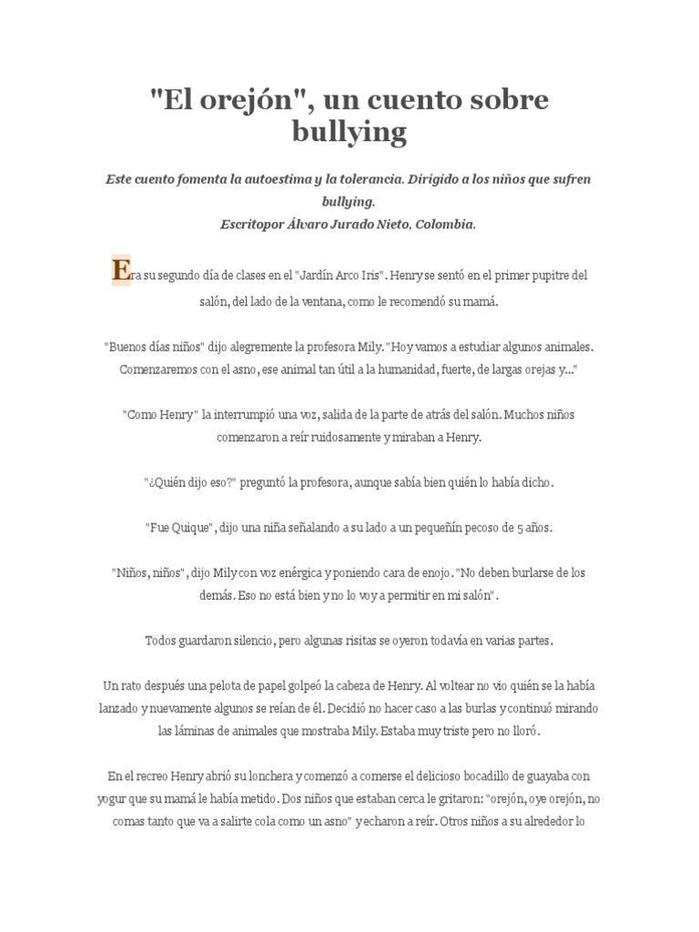 Cuentos Bullying Pdf Ocio
