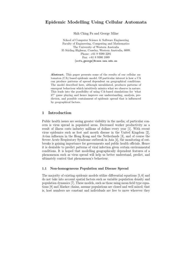 Epidemic Modelling Using Cellular Automata | PDF | Influenza | Virus