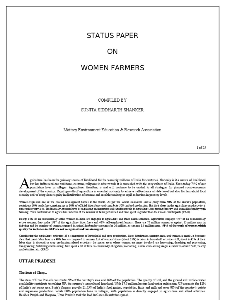 The Status Paper For Women | PDF | Inheritance | Agriculture