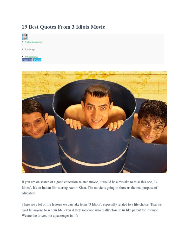 Quotes From 3 Idiots Movie | PDF | Religion & Spirituality