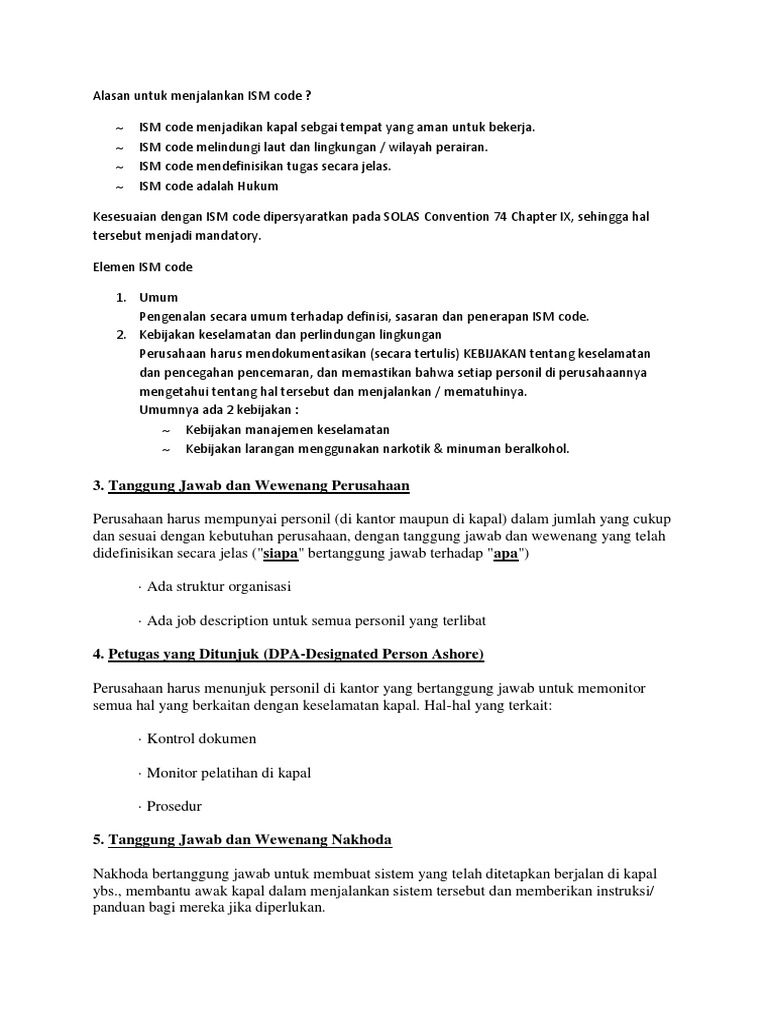 Elemen ISM Code | PDF