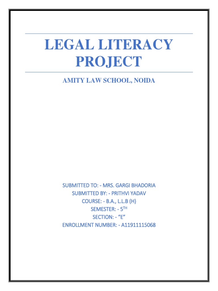 Legal Literacy Project: Amity Law School, Noida | PDF | Literacy ...