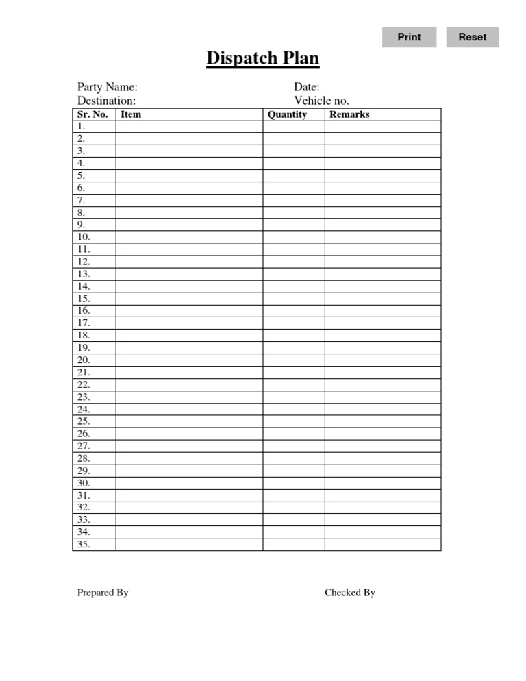 Dispatch Plan Template for Logistics | PDF | Games & Activities