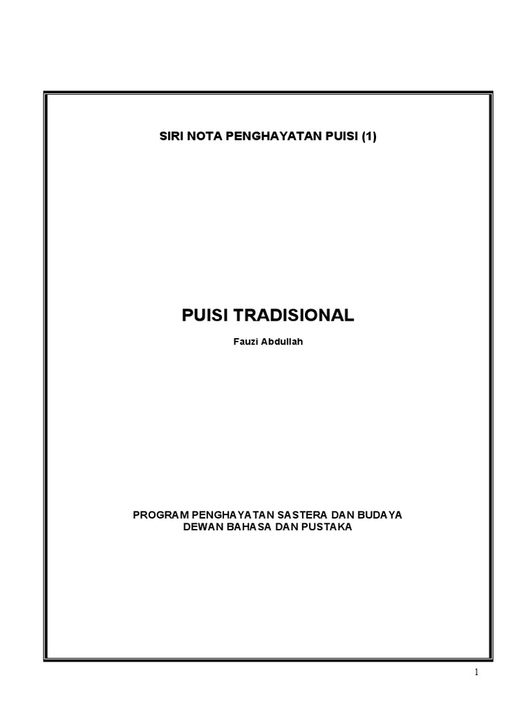 Nota Penghayatan Puisi | PDF