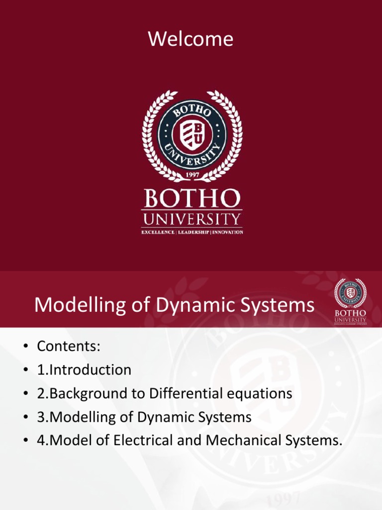 Lecture 3 Modelling of Dynamic Systems | PDF | Mathematical Model ...