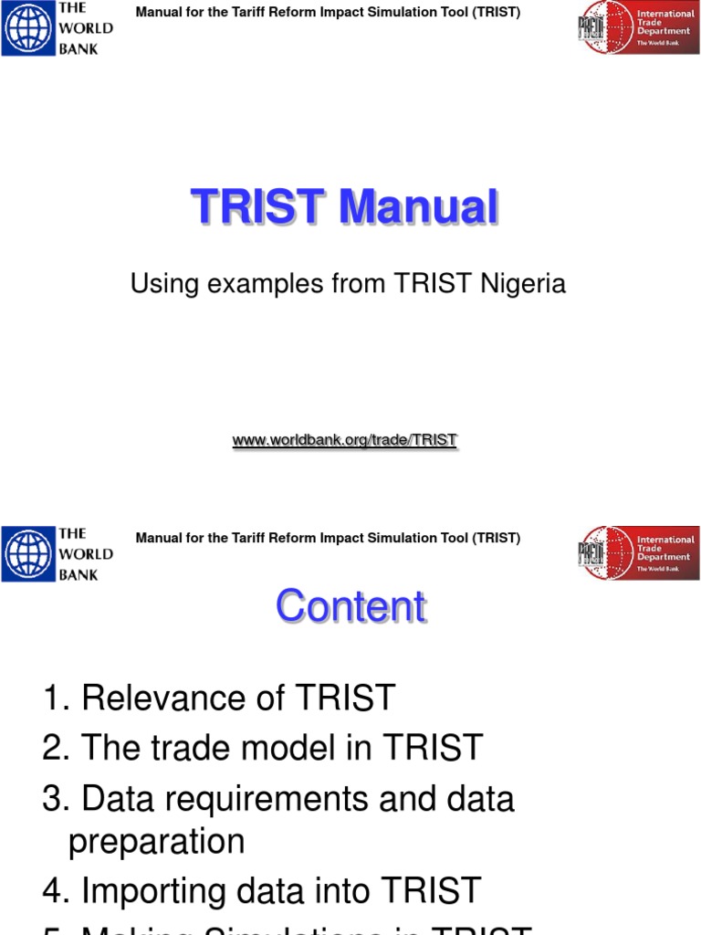 TRIST Manual: Using Examples From TRIST Nigeria | PDF | Demand | Tariff