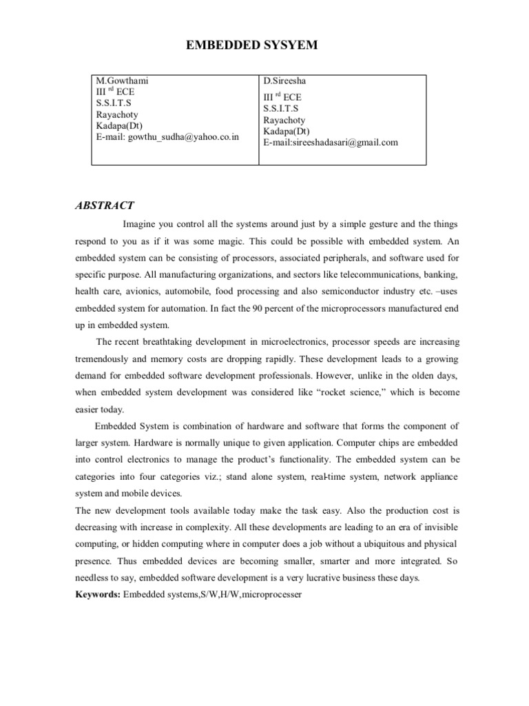 11.embedded Systems+GS | PDF | Embedded System | Central Processing Unit