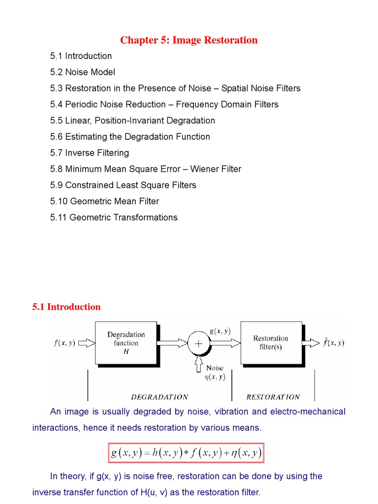 Image Restoration Techniques Explained Pdf Filter Signal