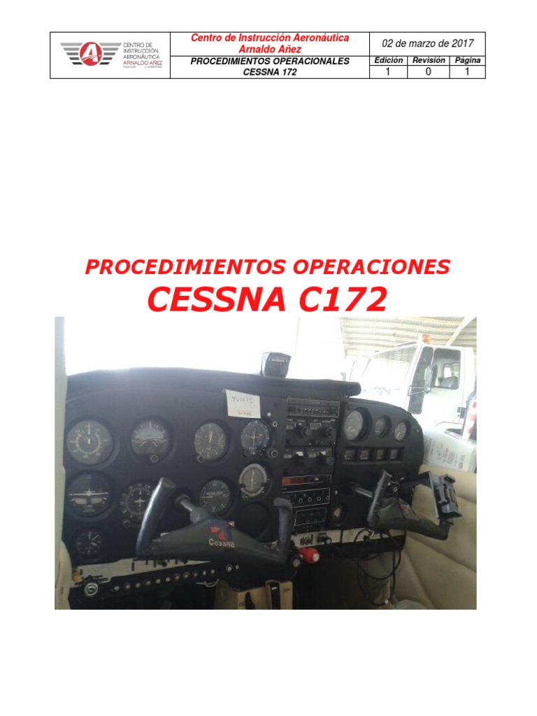 Procedimientos Operacionales Cessna 172 | PDF | Control de tráfico ...