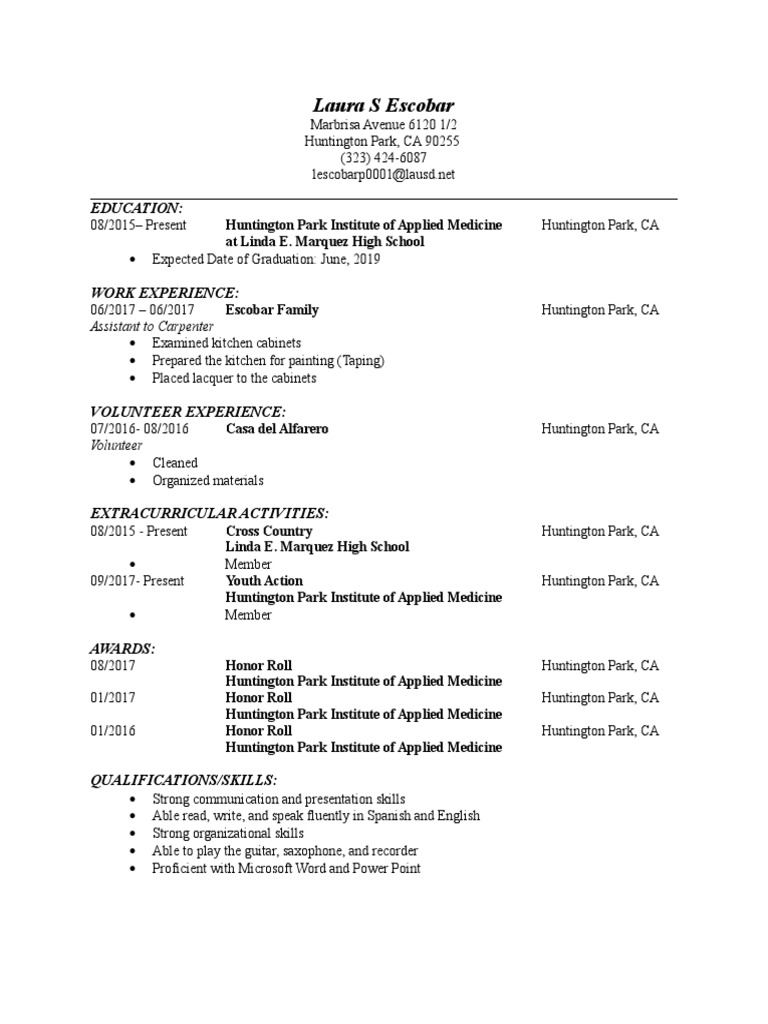 Laura Escobar Resume | PDF