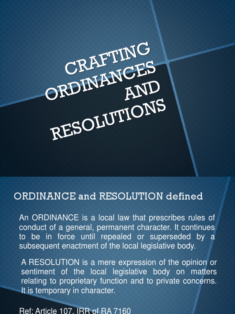 Crafting Ordinances & Resolutions | PDF | Local Ordinance | Repeal