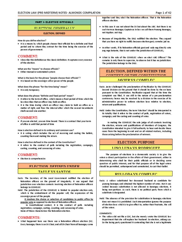 Election Notes Part 1 - Lmo | PDF | Presidents Of The United States ...