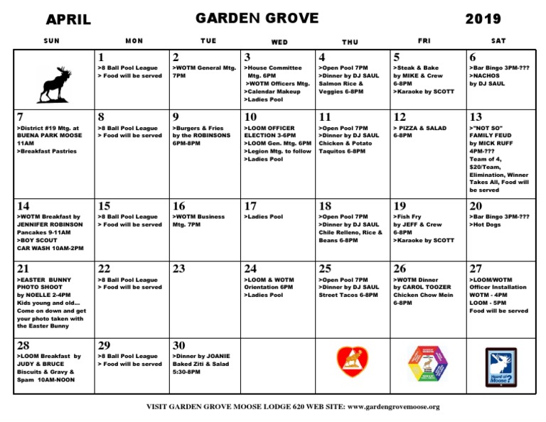 Garden Grove Moose Lodge Events Calendar | PDF | European Cuisine ...