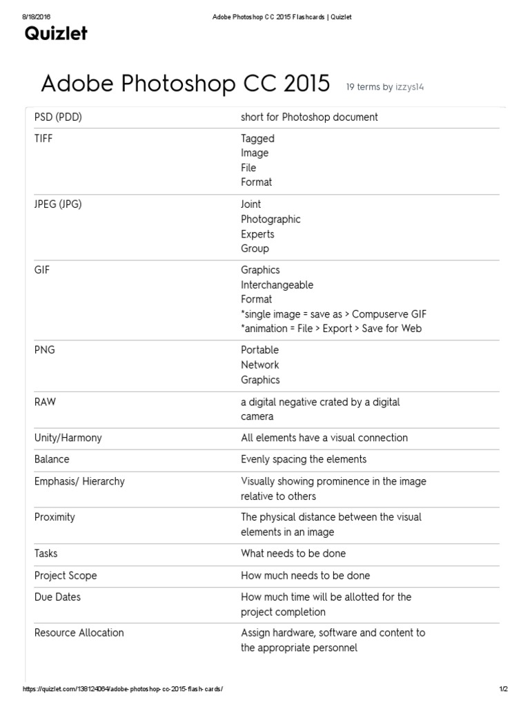Adobe Photoshop CC - Key Terms 2 | PDF | Adobe Photoshop ...
