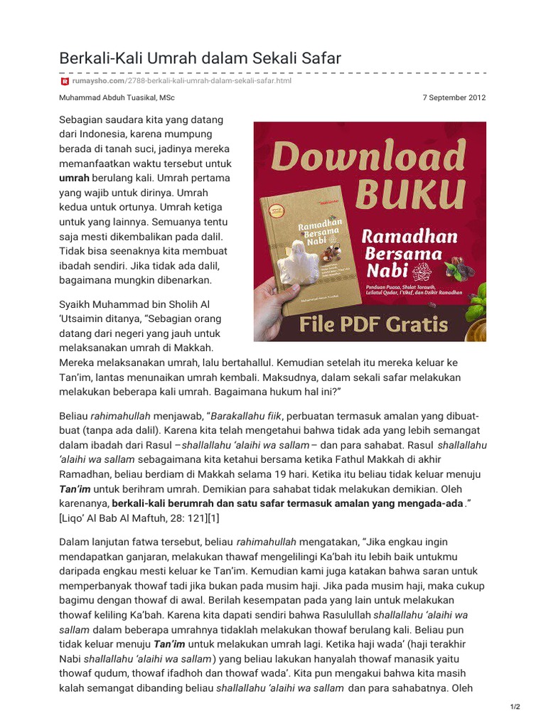 Panduan Umrah Ringkas 1 | PDF