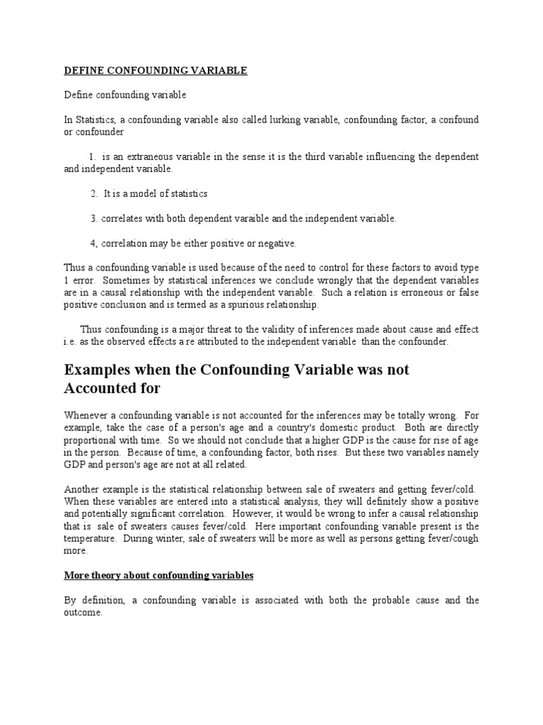 Define Confounding Variable | PDF | Confounding | Causality