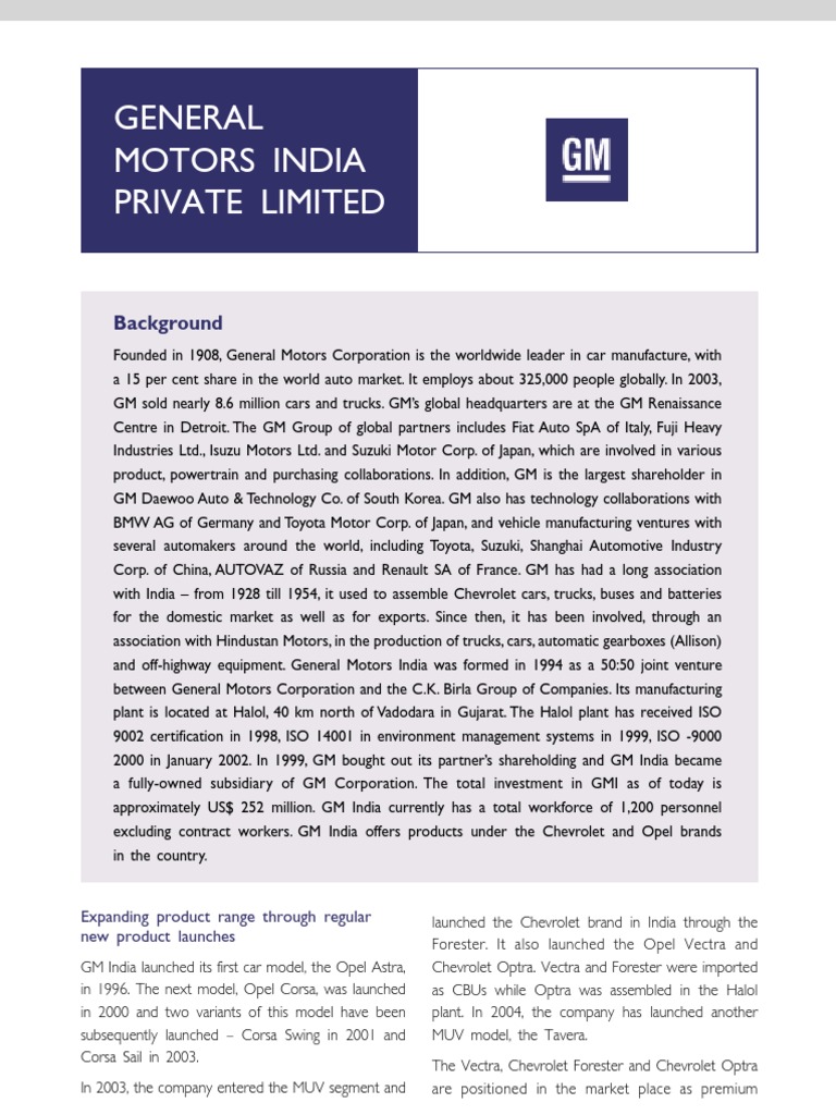 General Motors India: Growth and Strategy | PDF | General Motors ...