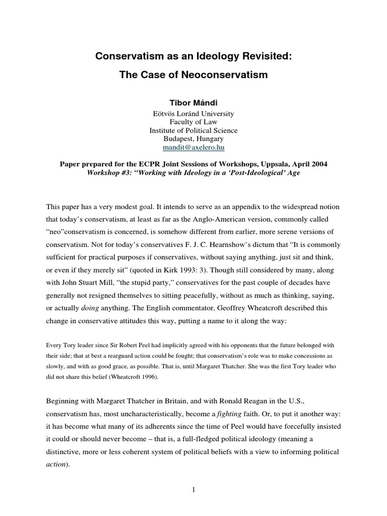 Conservatism As An Ideology Revisited The Case of Neoconservatism PDF ...