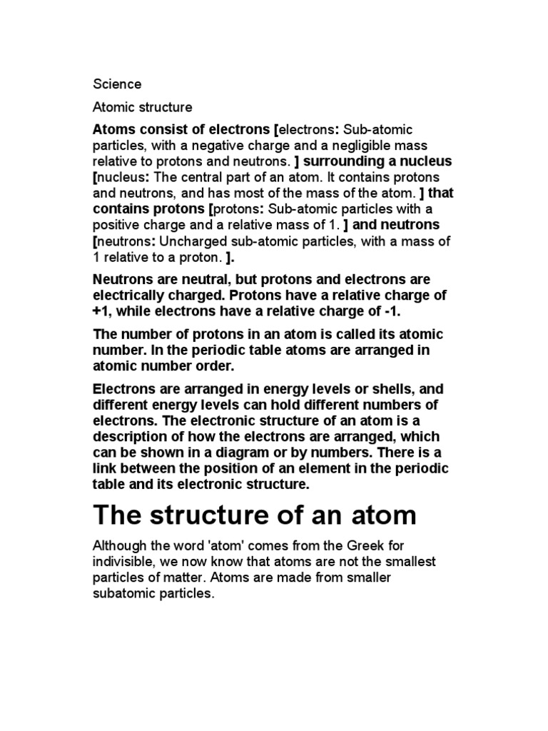 The Structure of An Atom | PDF | Ion | Ionic Bonding
