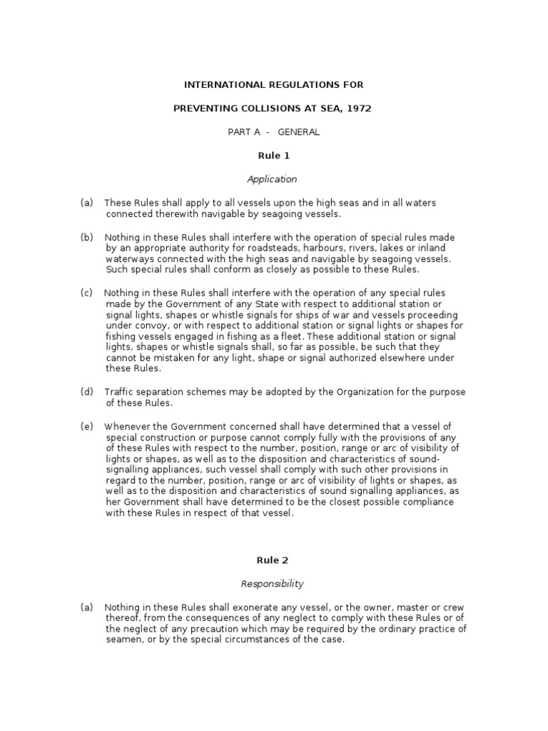 COLREGs 1972: Collision Prevention Rules | PDF | Traffic | Radar
