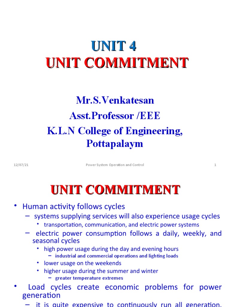 Understanding Load Demand Cycles and Constraints in Unit Commitment for ... Understanding Load Demand Cycles and Constraints in Unit Commitment for ...