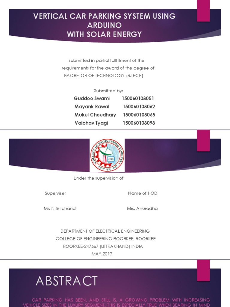 Vertical Car Parking System Using Arduino | PDF | Parking | Parking Lot