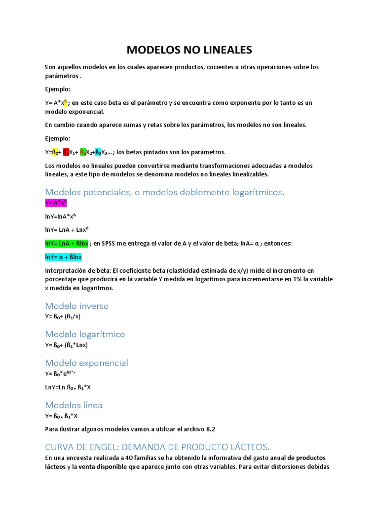 Modelos No Lineales | Descargar gratis PDF | Elasticidad (economía ...