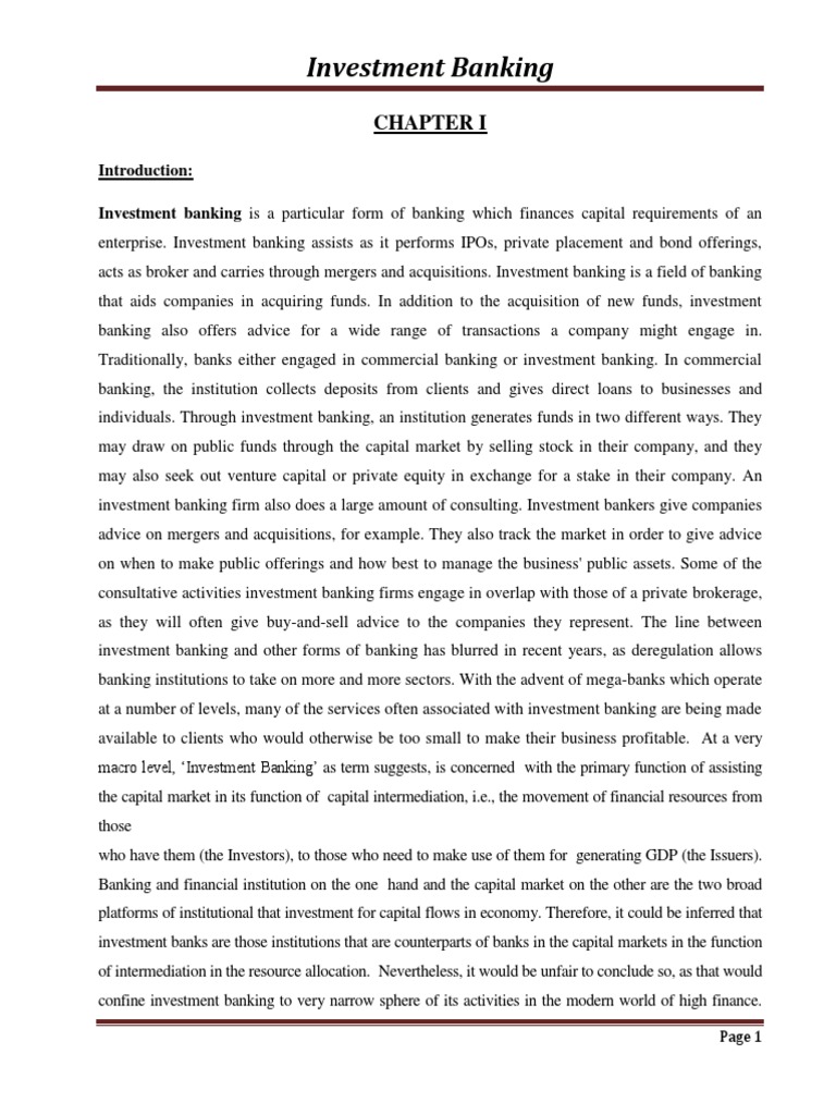 Investment Banking | PDF | Investment Banking | Securities (Finance)