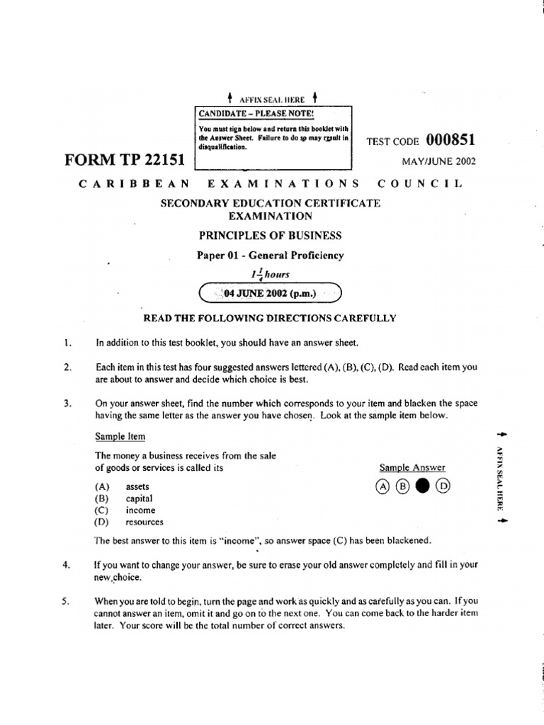 CSEC POB June 2002 P1 PDF | PDF | Taxes | Monopoly
