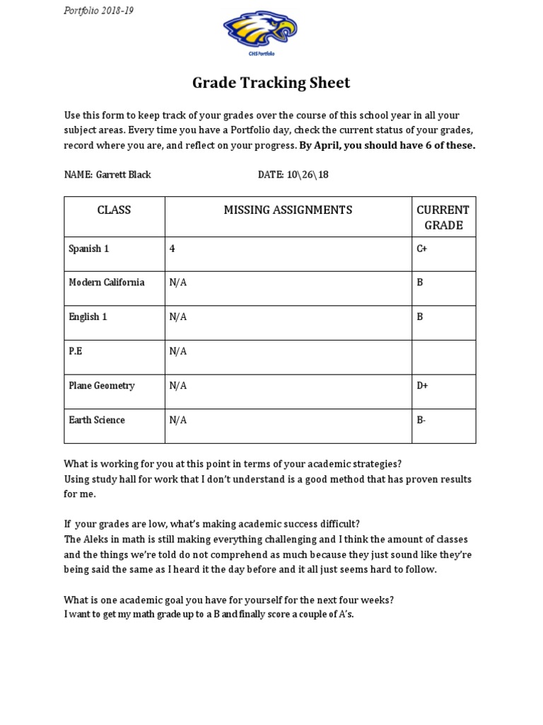 10 26 18 Tracking Sheet | PDF