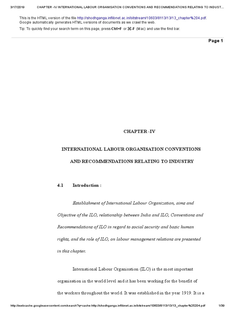 ILO Conventions and Recommendations on Labour Rights | PDF ...